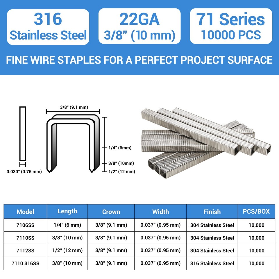 10,020-200,400PCS 22GA 3/8" Crown 3/8" Length Upholstery Staples ...