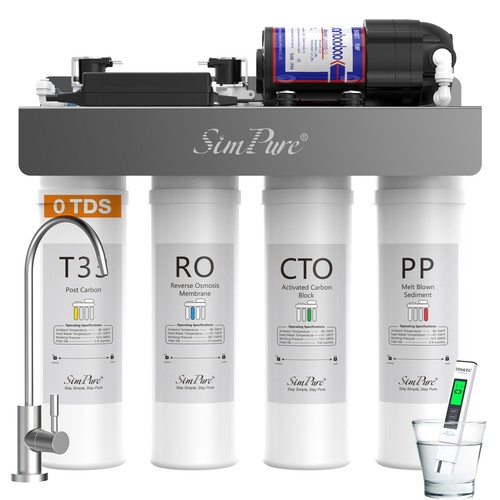 SimPure WP2-400GPD 8 Stage UV Reverse Osmosis Water Filtration System ...