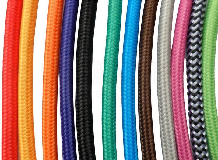 3 Core Fabric Lighting Cable Vintage Round Multi Colours Fabric Flex ...