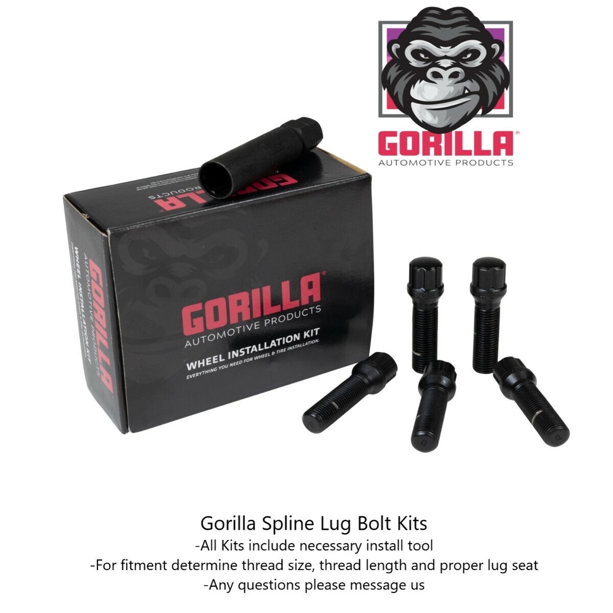 Gorilla Spline Lug Bolt Kit Duplex Conical 16mm x 1.50 Chrome 20 Lug ...