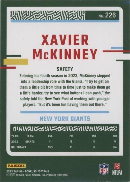 2023 Panini Donruss Xavier McKinney #226 for sale | eBay