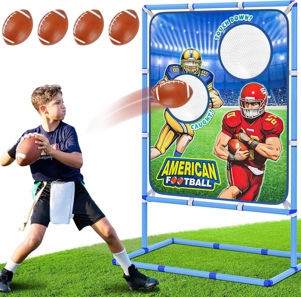 Football Toss Game with 4 Inflatable Balls, Indoor/Outdoor Football ...