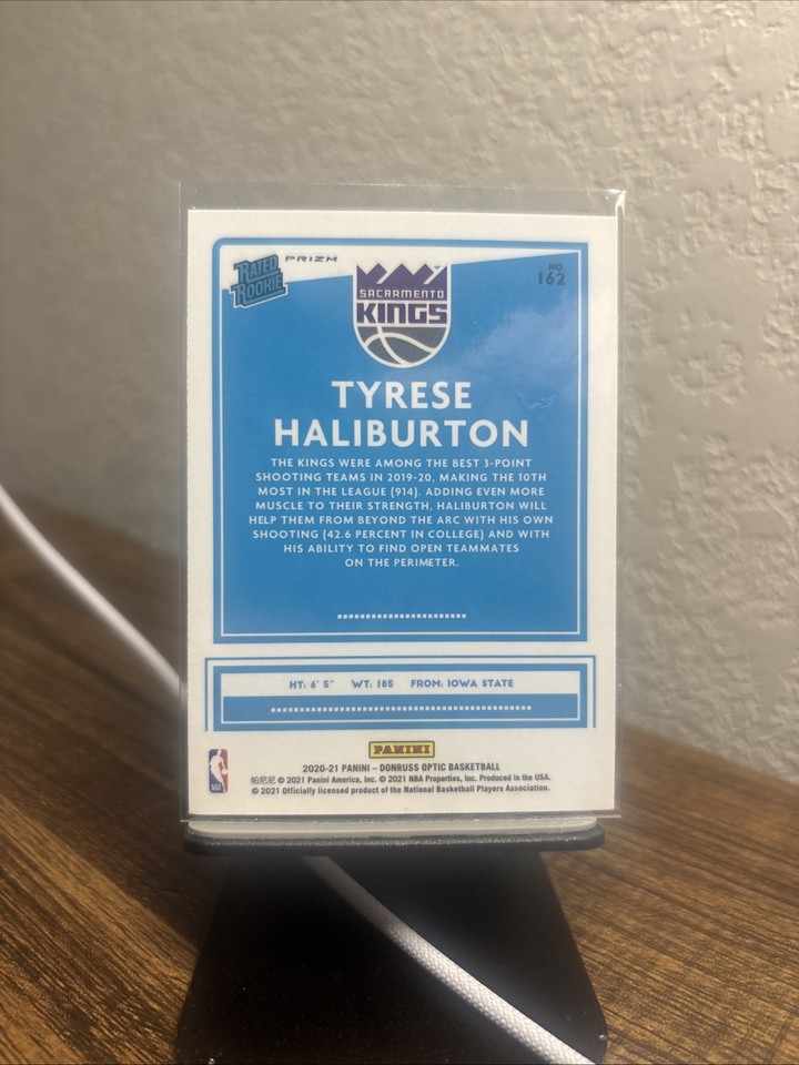 Tyrese Halliburton 2020-21 Donruss Optic Rated Rookie Silver Holo Prizm ...