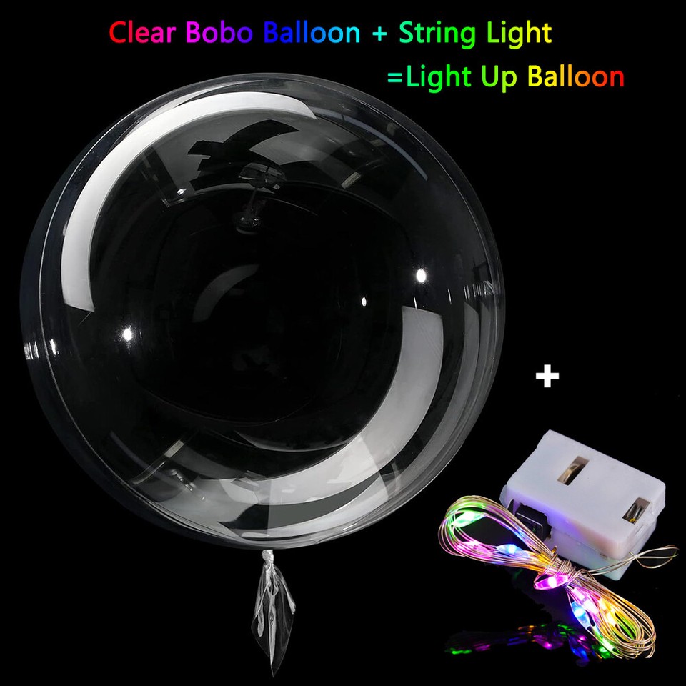 10 Pack LED Light Up BoBo Balloons 20" Transparent Party Birthday ...