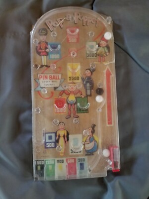 VINTAGE POP A PUPPET HAND HELD PINBALL GAME PATENT 494447 Metal Toy ...