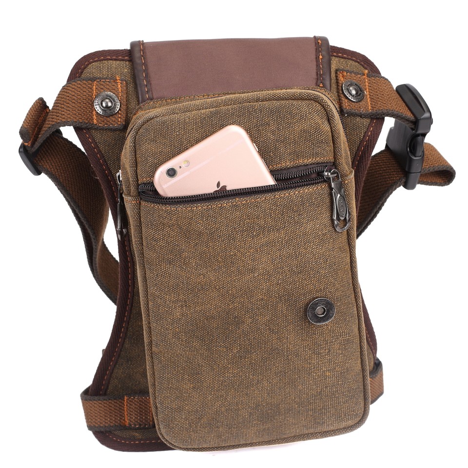 Men's Multi-Purpose Canvas Drop Leg Bag Travel Waist Pack Motorcycle ...