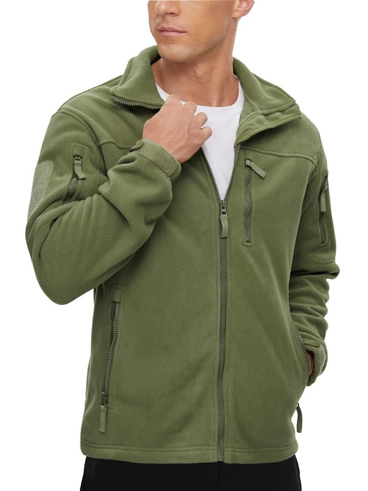 Men's Full-Zip Fleece Jacket Softshell Hiking Winter Windproof Casual ...