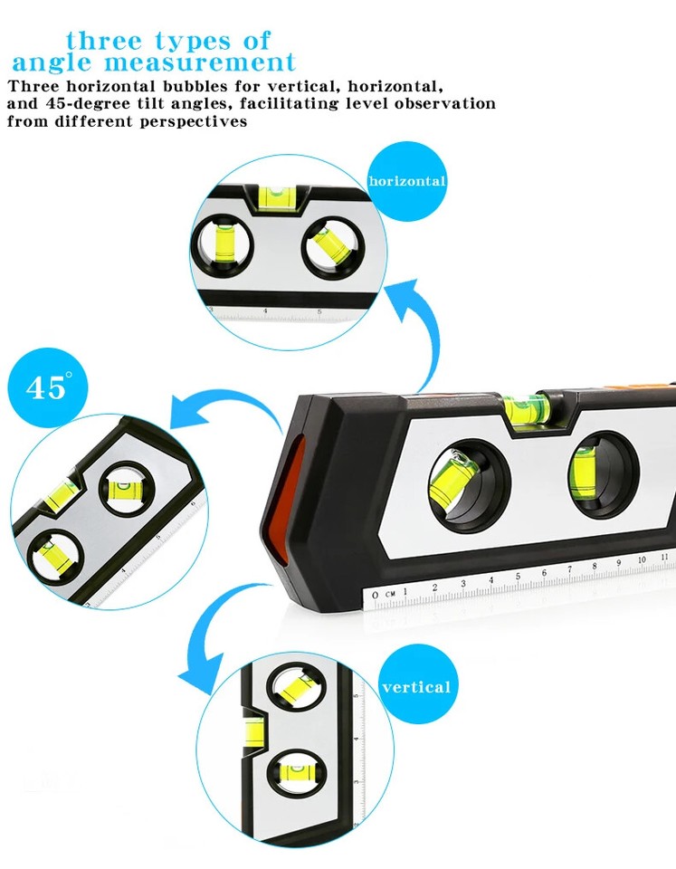 4in1 Multifunction Laser Level Ruler Cross Line Tape Measure ...