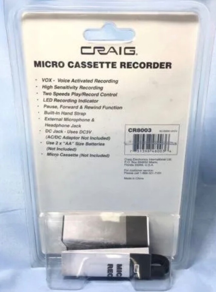 Extremely rare vintage Craig micro cassette recorder CR8003 | eBay