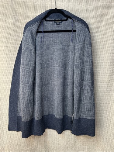 Pendleton Western Aztec Cardigan Sweater Open Front Long Blue Women Sz ...