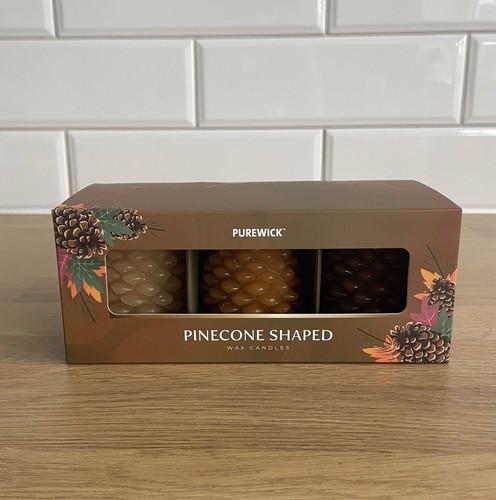Purewick 3 X Pinecone Shaped Wax Candles Gift Box | eBay