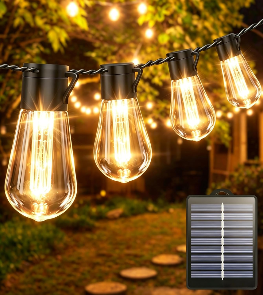 Solar Festoon Lights Outdoor, 10M/32.8FT Solar String Lights Outdoor ...