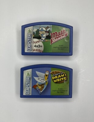 Leap Frog Leapster Set of 2 Game Cartridges Math Baseball and Draw ...