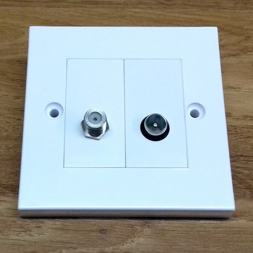 Kauden Satellite F Type Socket + Coax Aerial Plug Modules in Faceplate ...