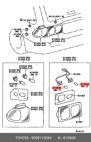 Genuine OE bulb for parking & clearance lamp, 9098113044 for TOYOTA ...