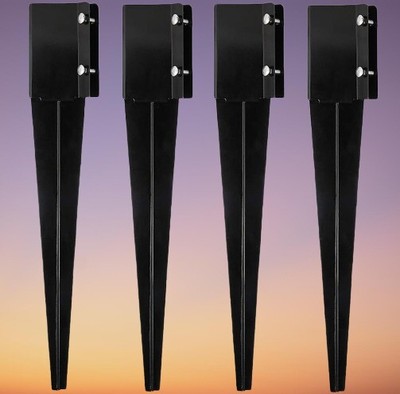 Furnishh Post Anchor Ground Post Stakes Metal Post Holder 24" Long BlK ...