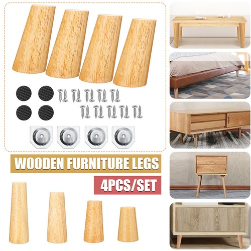 4pc Oak Wooden Cone Furniture Legs Feet forSofa Chair Table Stool ...