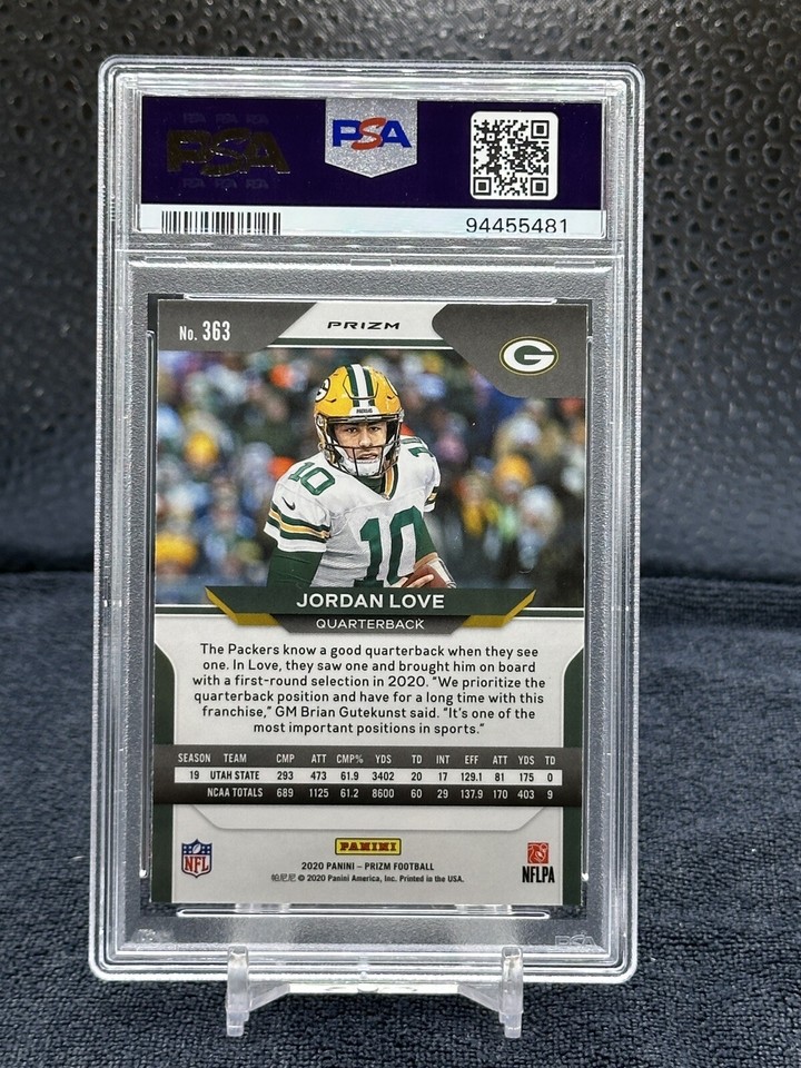 2020 Panini Prizm Jordan Love Red White & Blue Rookie PSA 10 Gem Mint ...