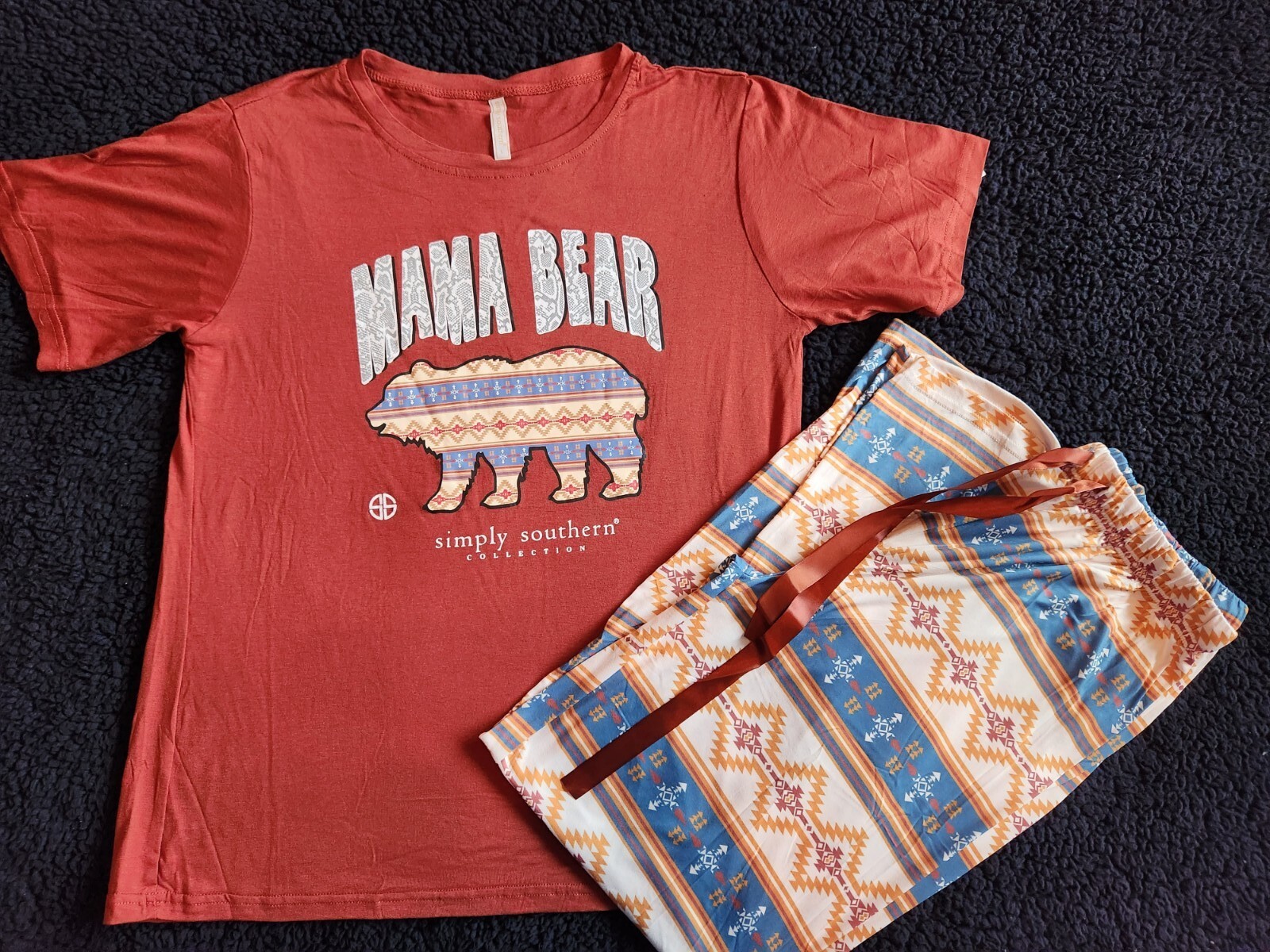 Simply Southern LARGE 2 pc pajama set brand new aztec design super soft ...