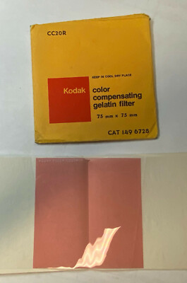 KODAK COLOR COMPENSATING GELATIN FILTER NO. CC20R 3" or 7.6cm Square ...