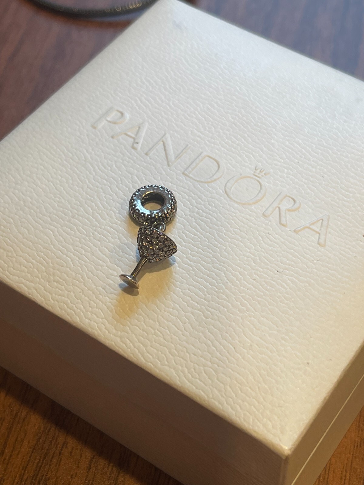PANDORA Pavé Cocktail Glass Dangle Charm - USED GREAT… - Gem