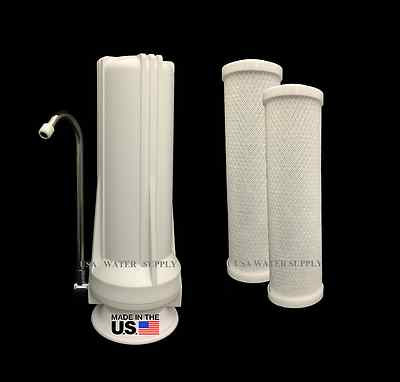 COUNTER TOP Water FILTRATION System With FAUCET Adapter & 2 Carbon ...