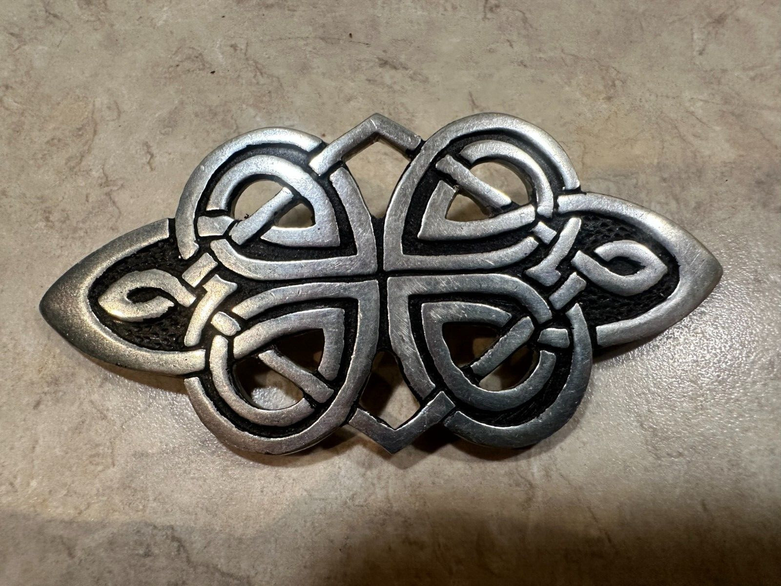 LARGE St Justin Cornish Pewter Celtic Pin Brooch - Gem