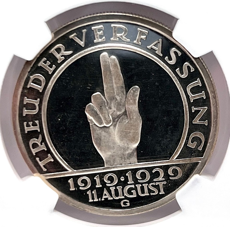 Germany Weimar Republic 1929G 5 Mark CONSTITUTION Thaler NGC PF 67 ...