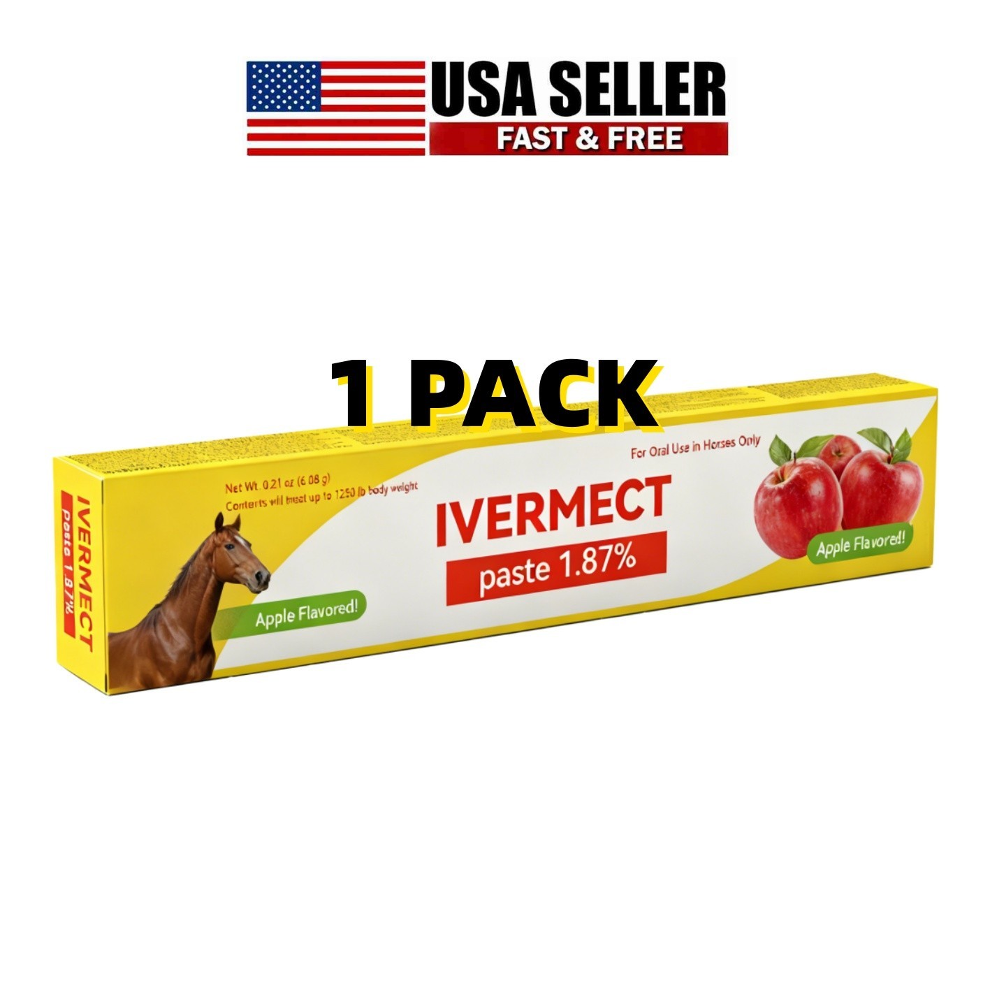 1 Pack Paste Horse Dewormer Safe & Effective Wormer- Apple Flavor | eBay