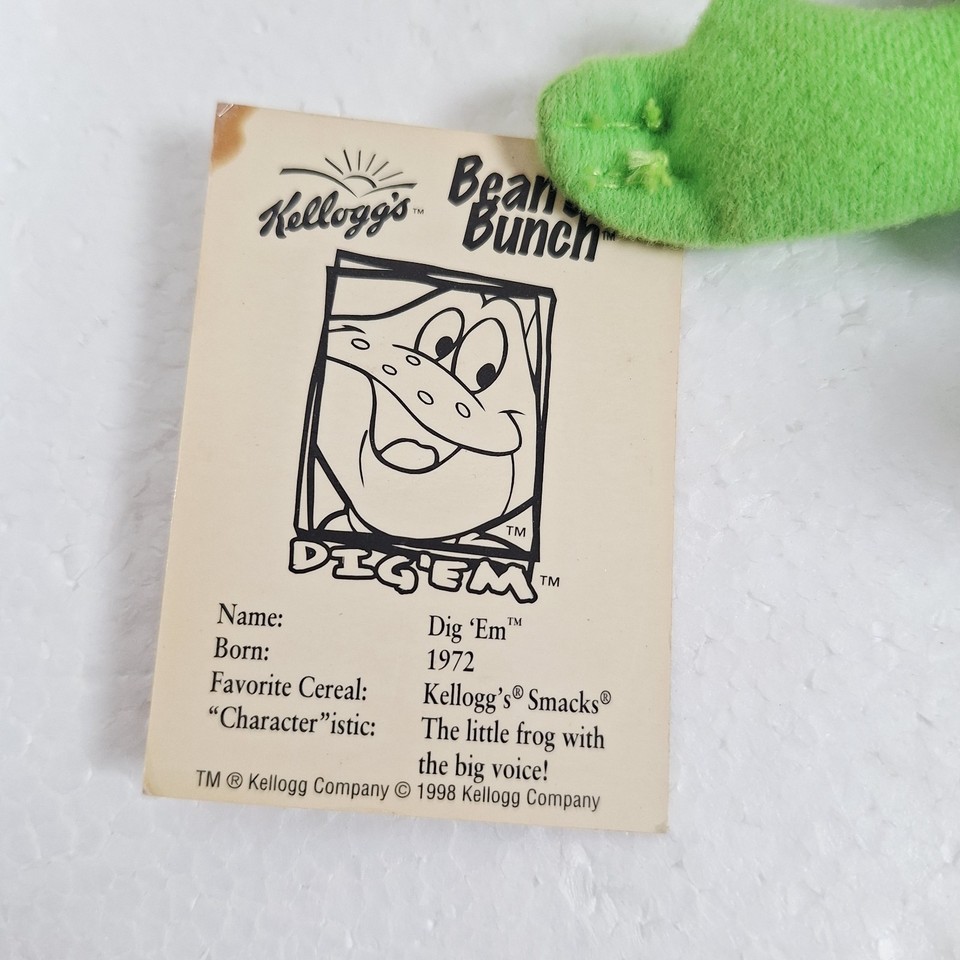 Kellogg's Dig 'Em Frog 1998 Bean Bag Bunch Plush Honey Smacks Cereal ...