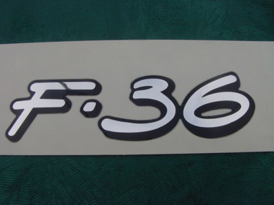 FORMULA BOAT DECAL " F-36 " GENUINE NEW 5-3/8" long x 1-1/2" high ...