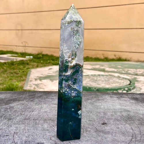 497G Natural water grass agate column Obelisk quartz crystal sample ...
