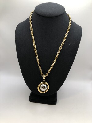 Fun Vintage Sputnik Style Pendant Necklace Two Tone Spinning 20” Chain ...