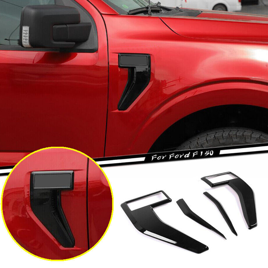 For 2021-2024 Ford F150 F-150 Gloss Black Fender Side Vent Outlet Trim ...