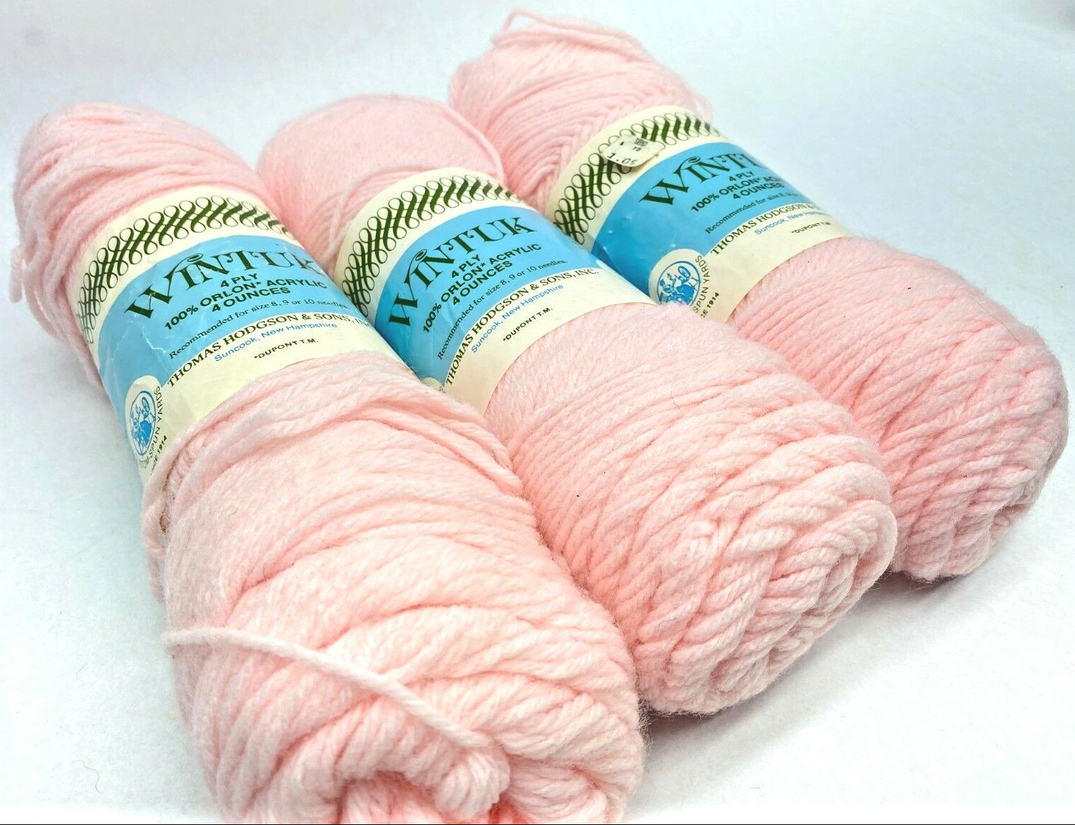 Lot 3 Skein Caron Wintuk Yarn 5171 Baby PINK 4 Ply Worsted Orlon ...