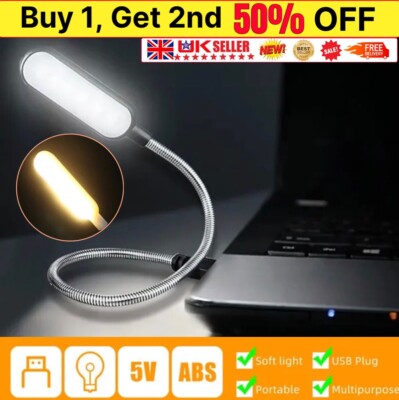 Mini USB LED Flexible Portable Light Lamp Bendable For PC Laptop Power ...