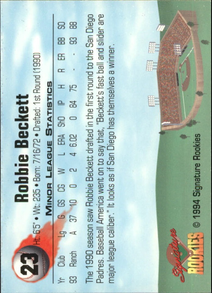 1994 Signature Rookies #23 Robbie Beckett | eBay