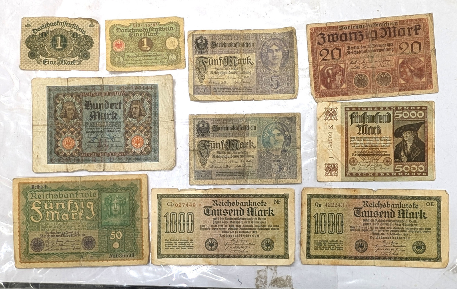 Ten WELL CIRCULATED Germany German Paper Money BANKNOTE Collection Lot ...