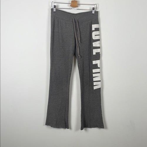 PINK Victoria's Secret Womens S Spellout Drawstring Waist Gray Flare ...