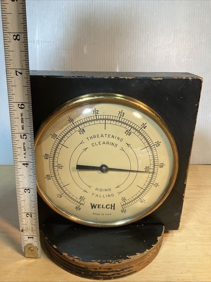 Vintage Welsh Barometric Pressure Indicator Barometer Weather Wooden ...