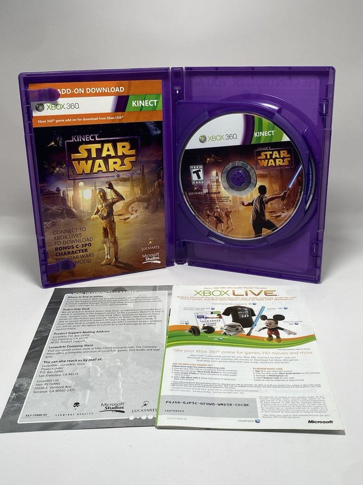 Kinect Star Wars (Xbox 360, 2012) Complete CIB Purple Case FAST SHIP ...