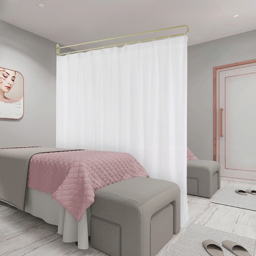 2.2m Height U-shaped Rod Privacy Partition Curtain- White Curtain And ...