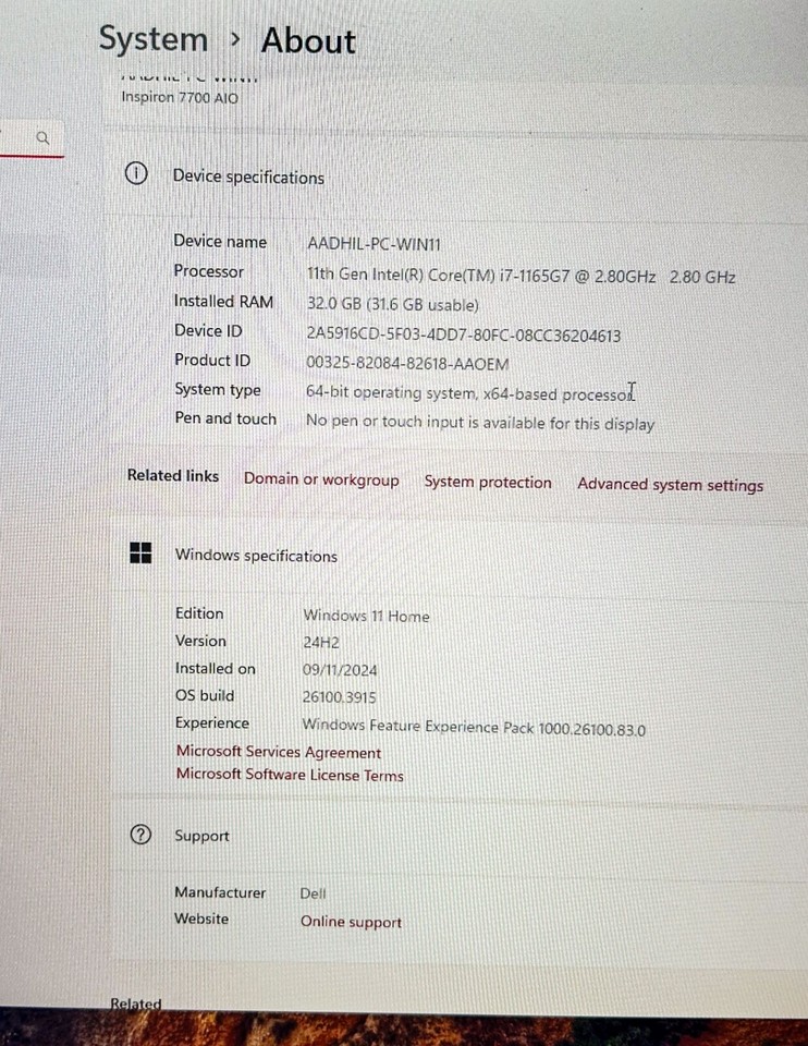 DELL Inspiron 7700 27" All-in-One PC - i7, 32 GB, 1 TB SSD, | eBay UK