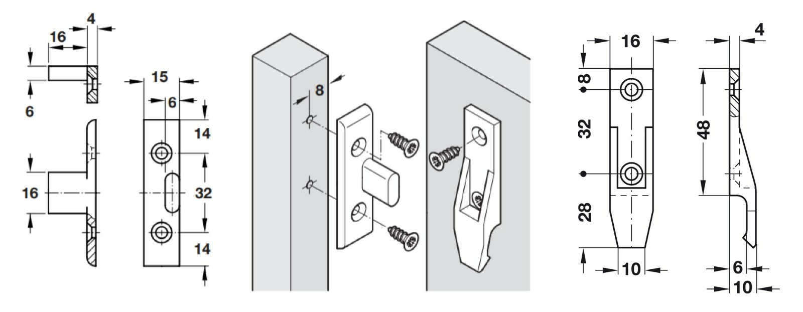 Keku EH Drop On Hook On Push In Fittings Press Fit Panel Clips Plinth ...