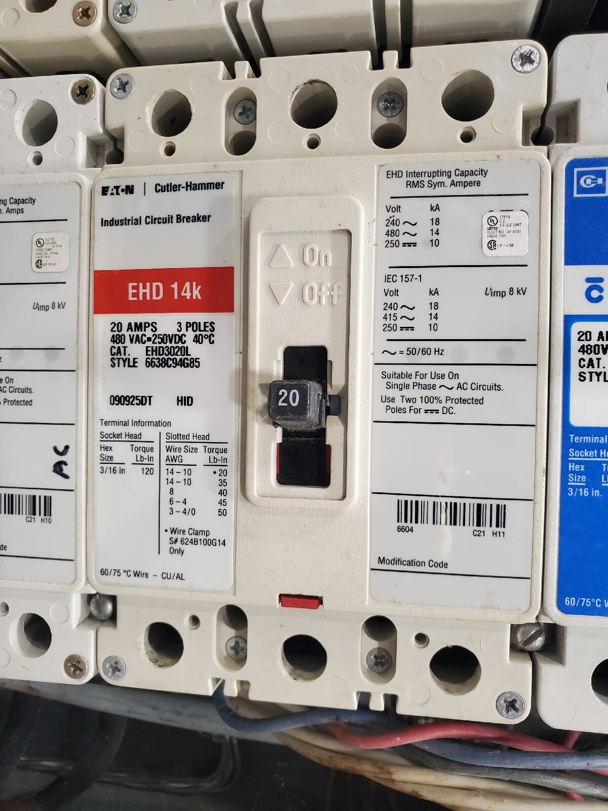 Eaton cutler hammer EHD3020 20amp circuit breaker EHD 14K | eBay