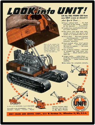 Unit Crane & Shovel Company New Metal Sign: LARGE SIZE 12 X 16 | eBay