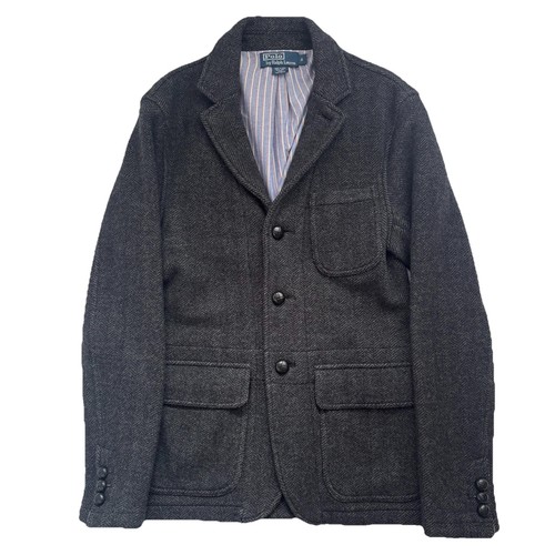 Polo Ralph Lauren Tweed Blazer Sports Coat Wool S Dark Grey Herringbone ...