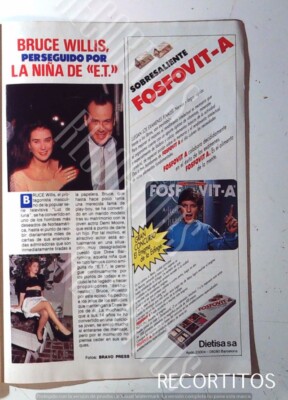 CLIPPINGS PR 834 BRUCE WILLIS DREW BARRYMORE ET PHOSPHOVIT A EL ENIGMA ...