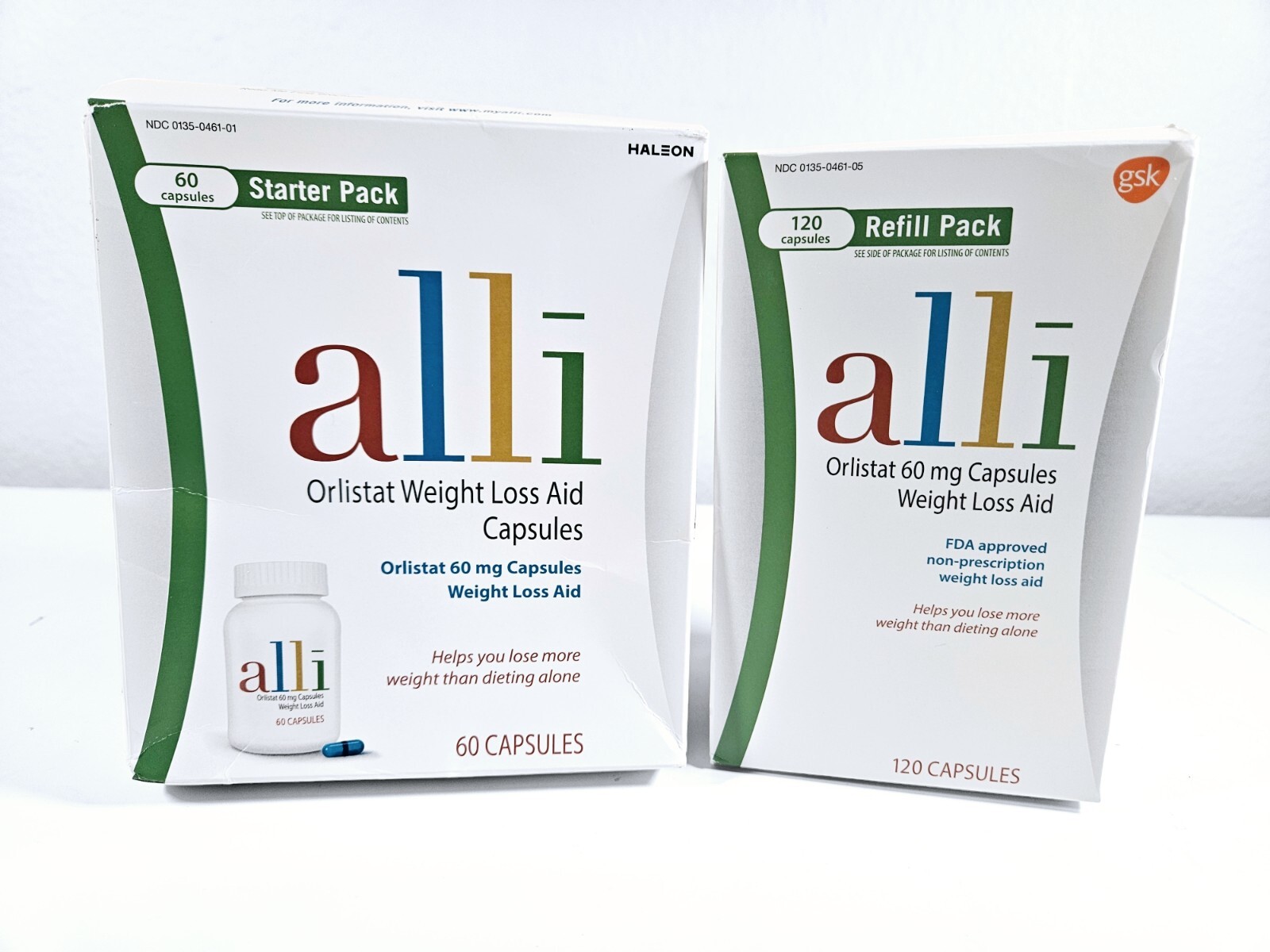 Alli Diet Weight Loss Pills 60Caps Starter Pack & 120Caps Refill Pack ...