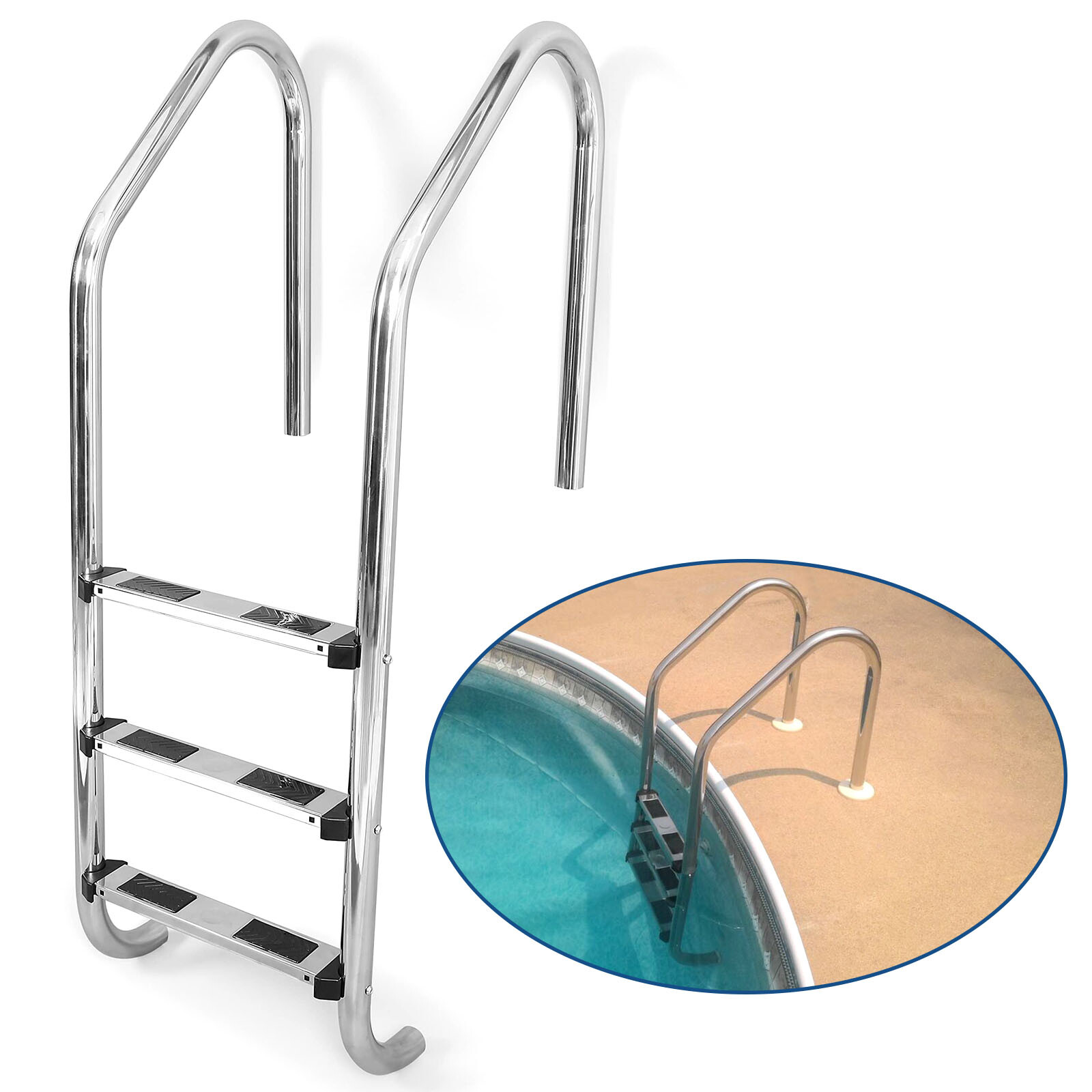 3 Non-Slip Step Ladder 304 Stainless Steel Ladder for Swimming Pool In ...